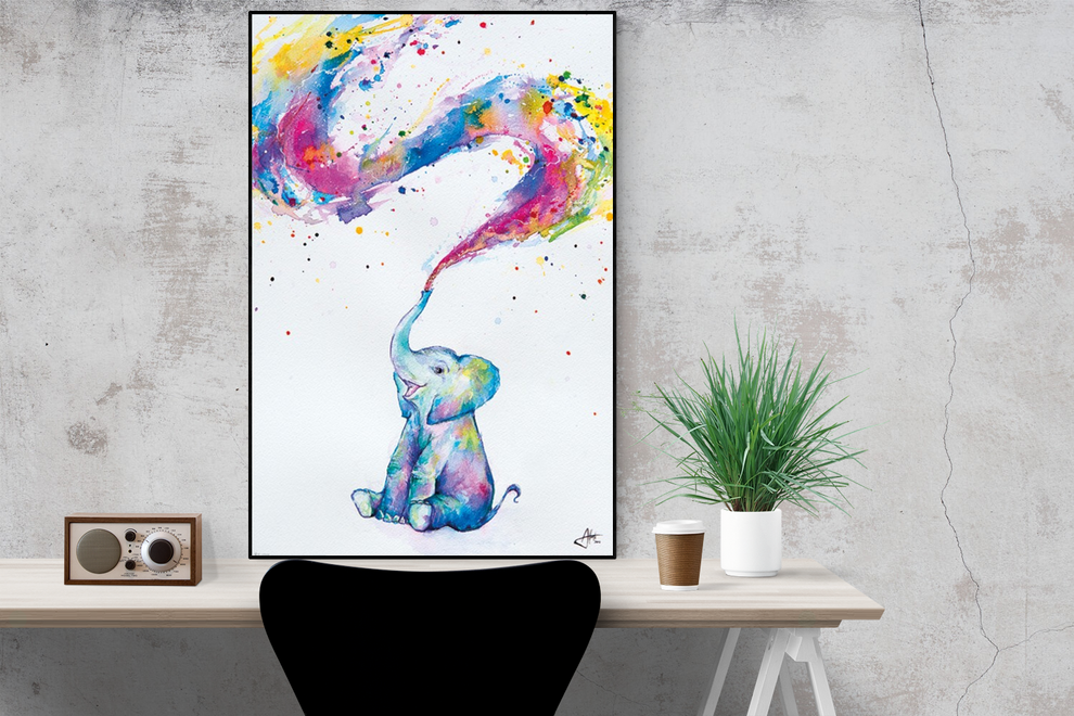 egoamo.co.za | Marc Allante - Spring watercolour elephant poster